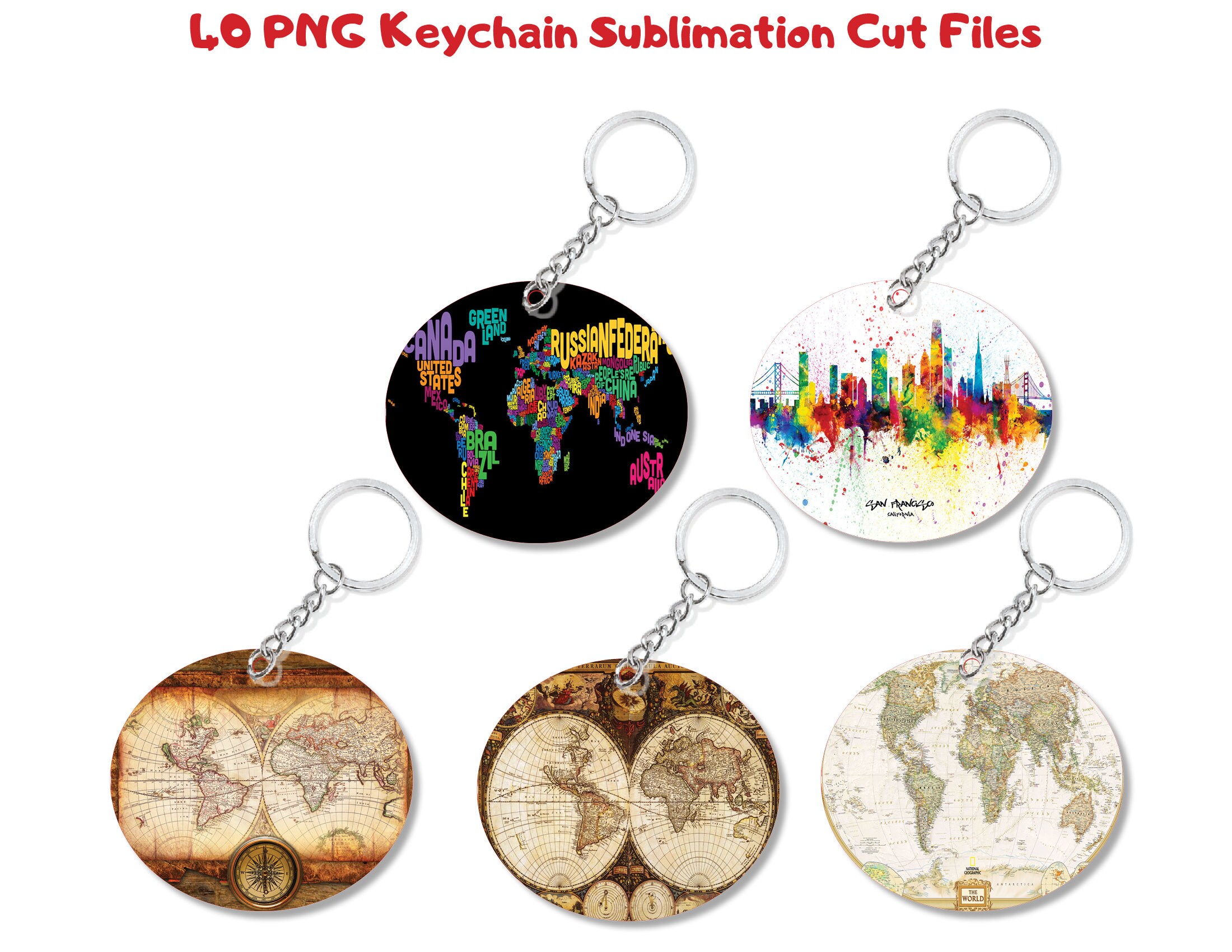 40 Png World Map Keychain Sublimation and Wood Acrylic Leather Laser ...