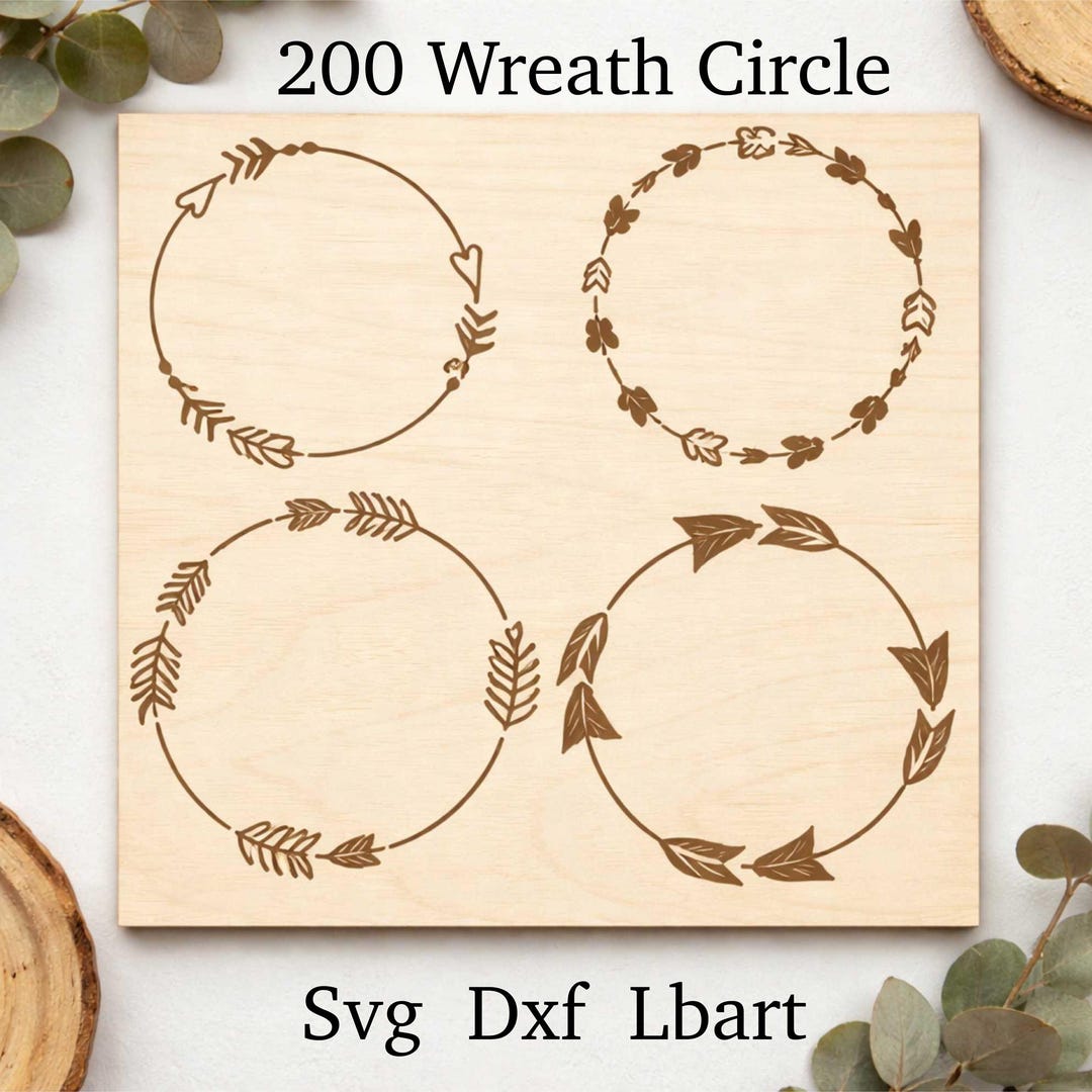 200 Wreath Circle Round Lightburn LBART Files | Wedding Decors SVG Dxf ...