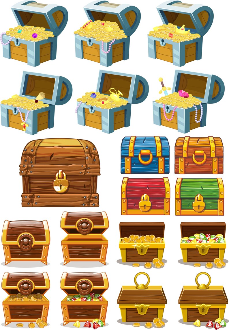 Treasure Chest SVG Clipart Sheet Bundle Printable Digital - Etsy