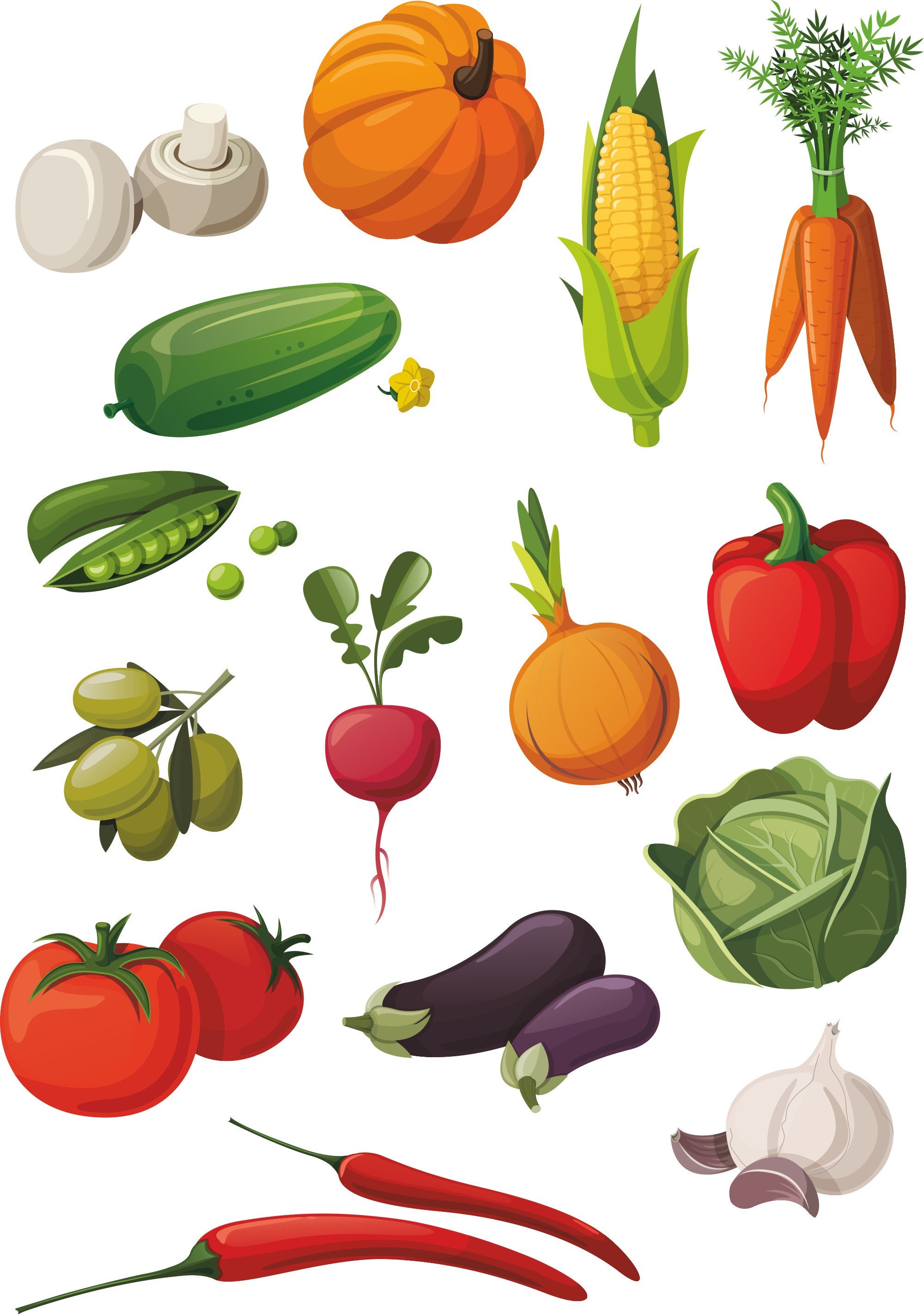 Vegetables SVG Clipart Single Pages Printable Digital Sublimation ...