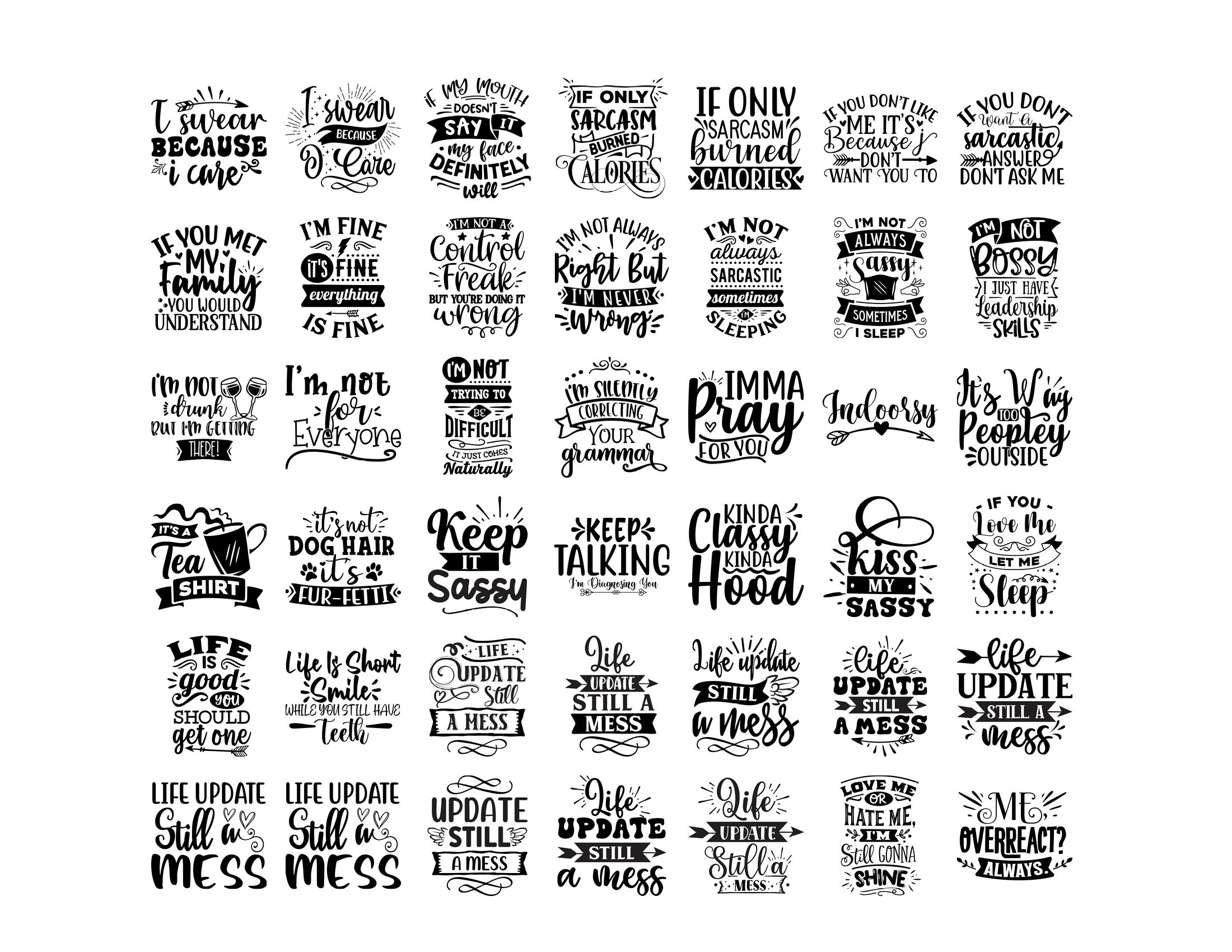 370 SVG Sarcastic Quotes Vector Files and Diecut PNG Stickers - Etsy