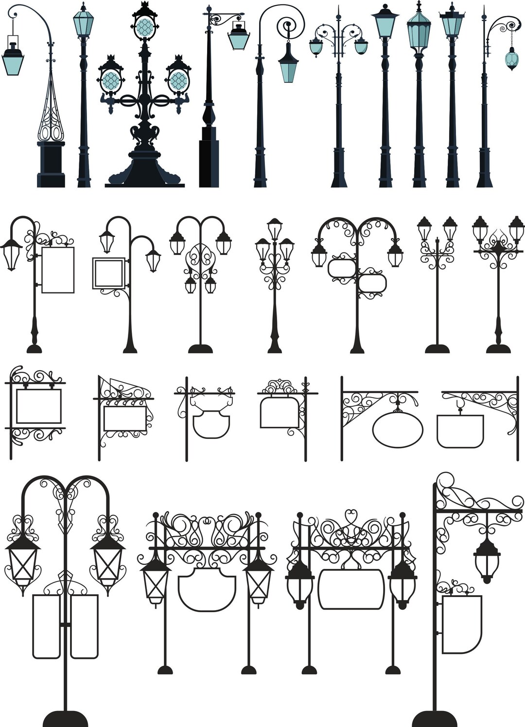 Street Lamp SVG Clipart Sheet Bundle Printable Digital - Etsy