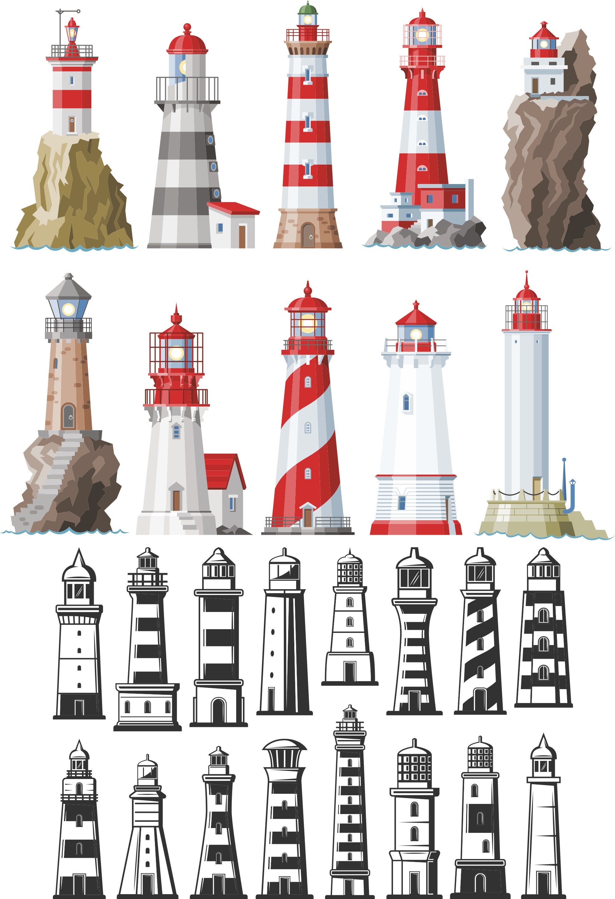 Lighthouse SVG Clipart Single Pages Printable Digital Sublimation ...