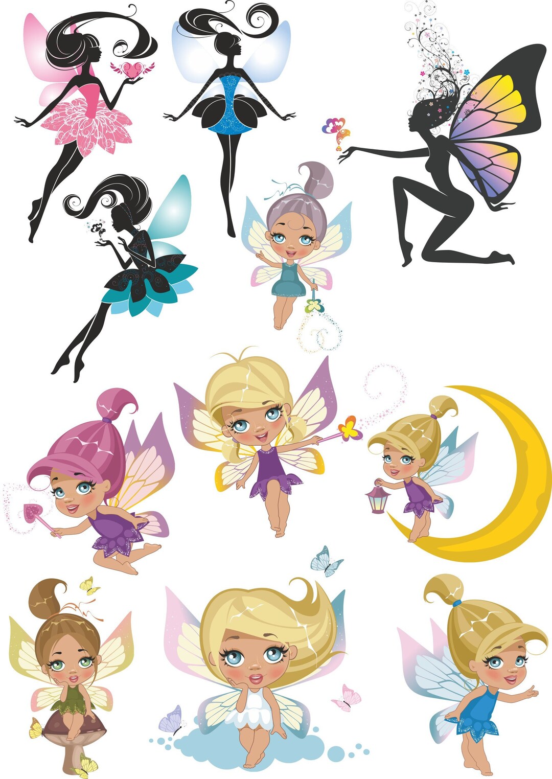 Fairy SVG Clipart Single Pages Printable Digital Sublimation - Etsy