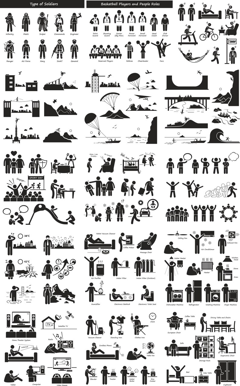 Pictogram SVG Clipart Single Pages Printable Digital Sublimation ...