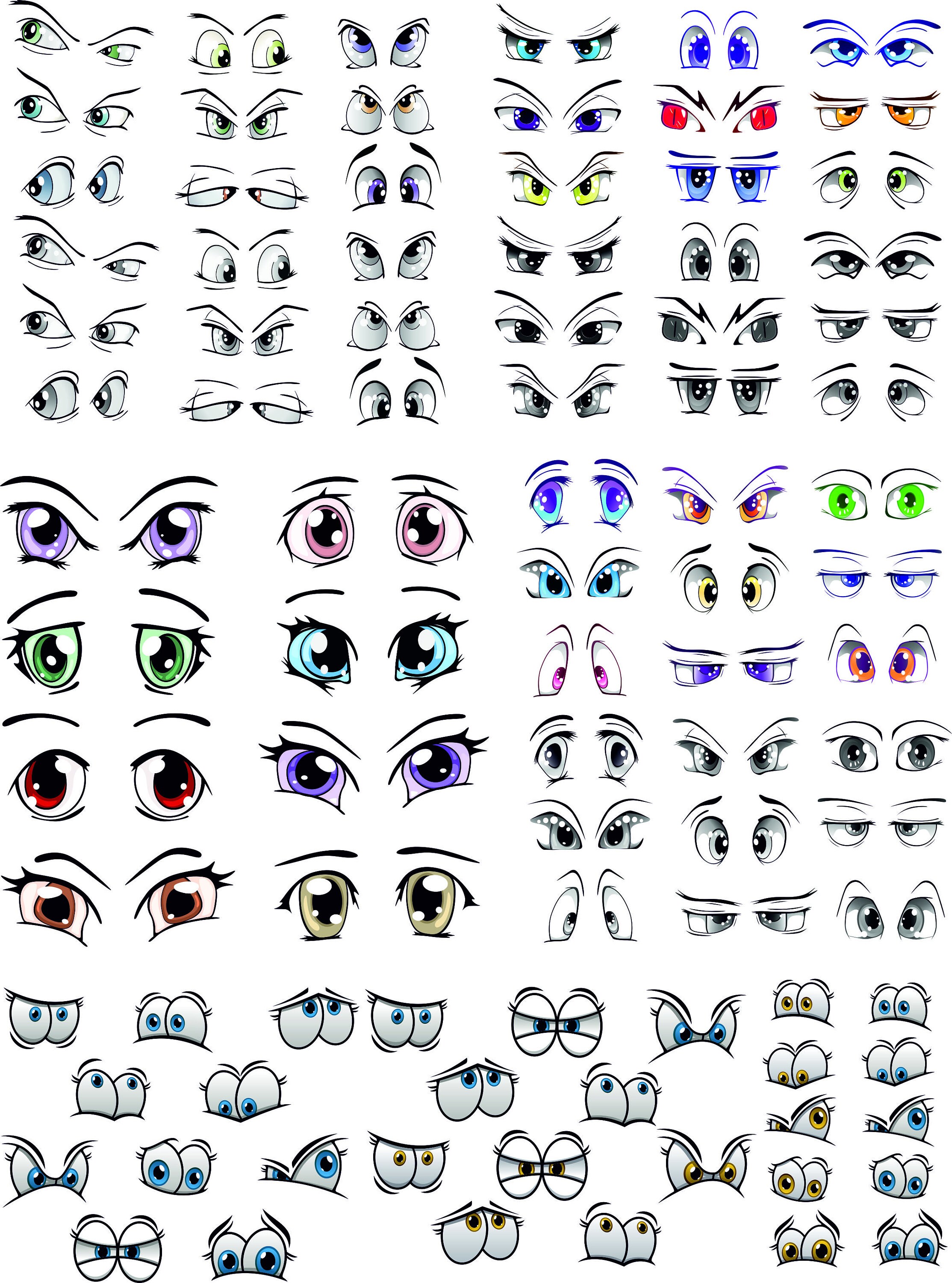 Cartoon Eyes SVG Clipart Single Pages Printable Digital Sublimation ...