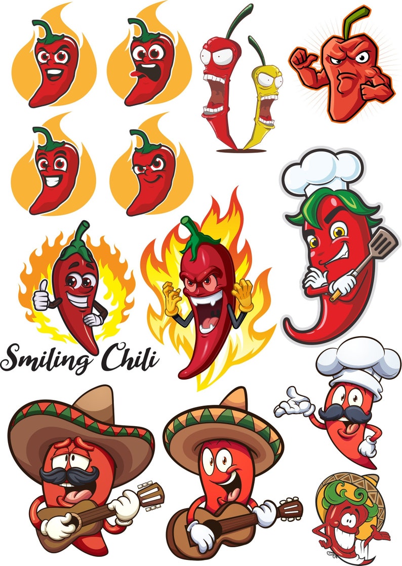 Chili Pepper SVG PNG Clipart Single Pages Printable Digital Sublimation ...