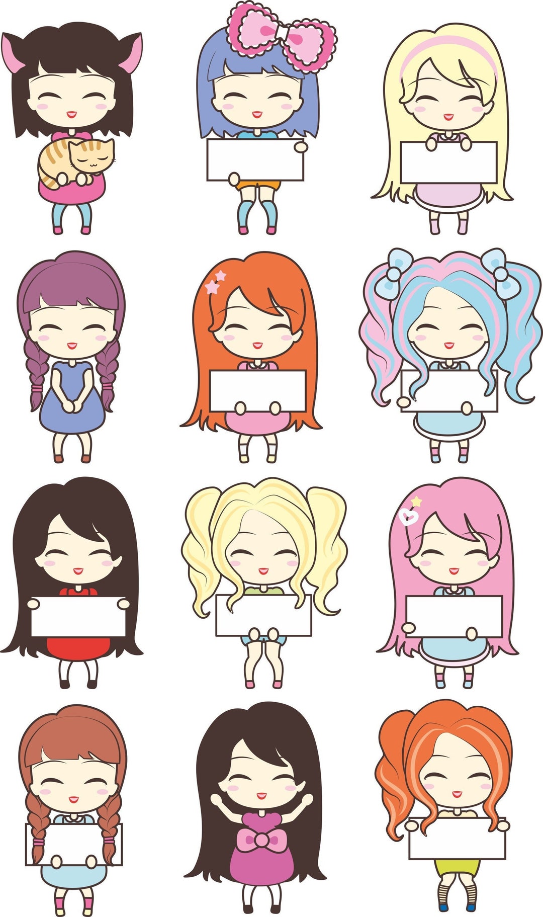 Cute Little Girls SVG Clipart Sheet Bundle Printable Digital - Etsy