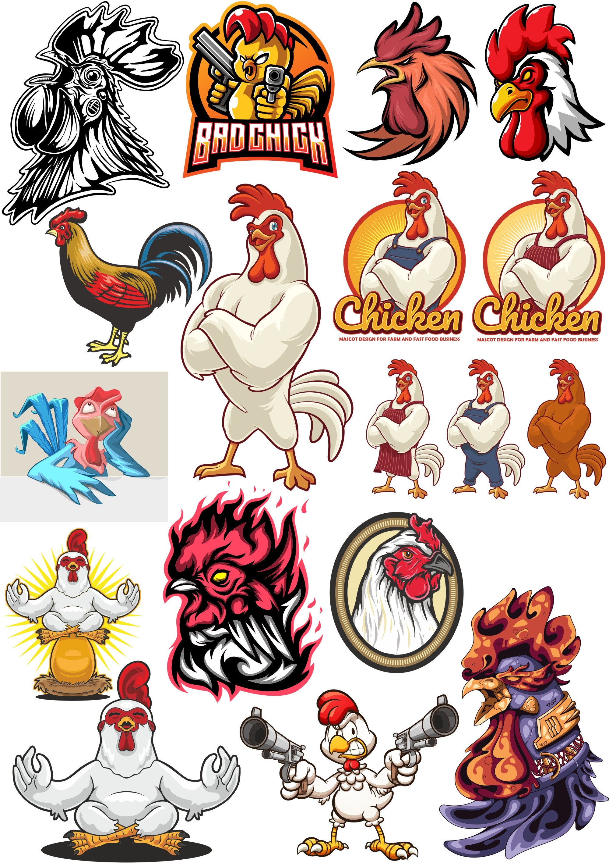 Rooster SVG Clipart Single Pages Printable Digital Sublimation Sticker ...