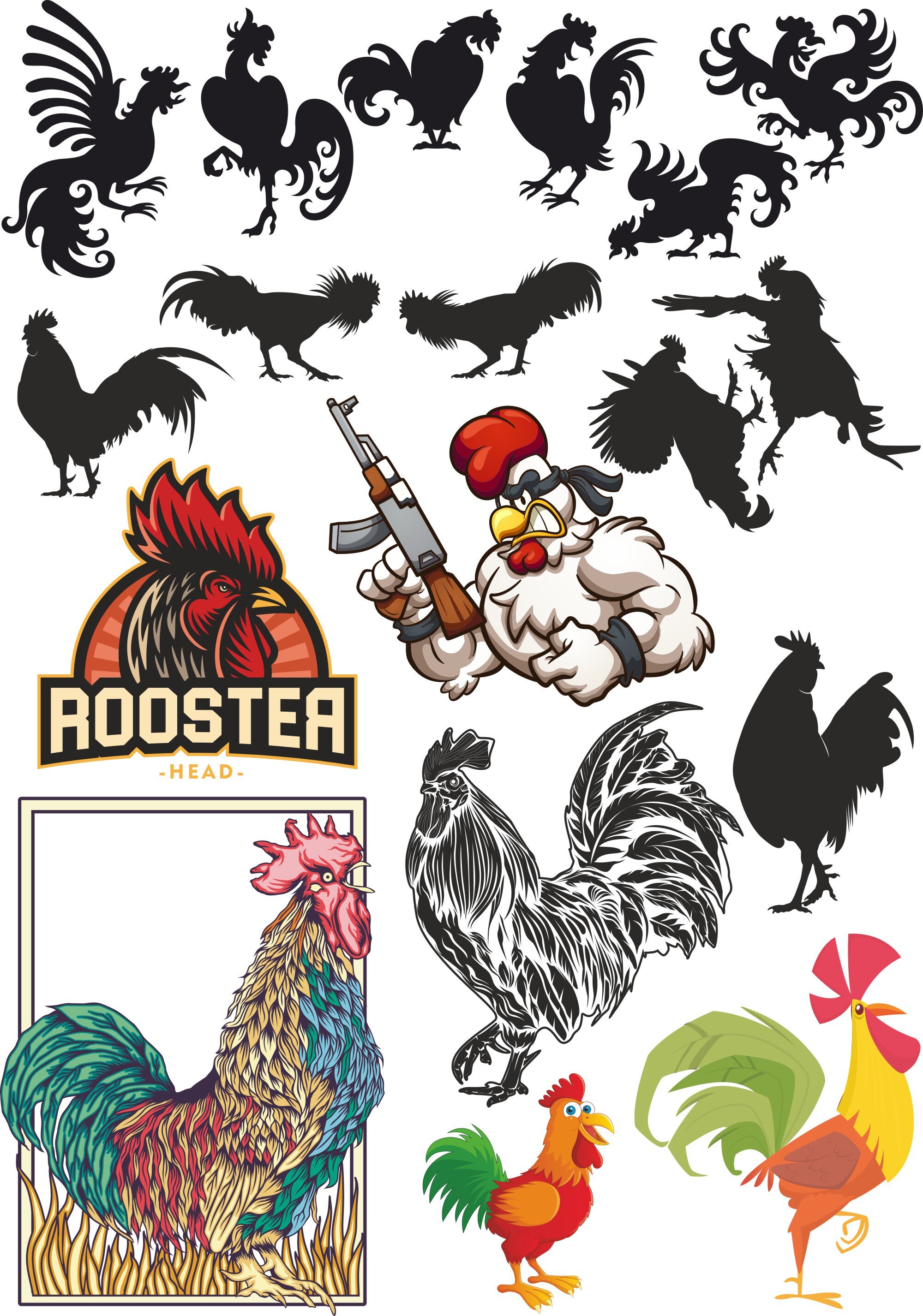 Rooster SVG Clipart Single Pages Printable Digital Sublimation Sticker ...