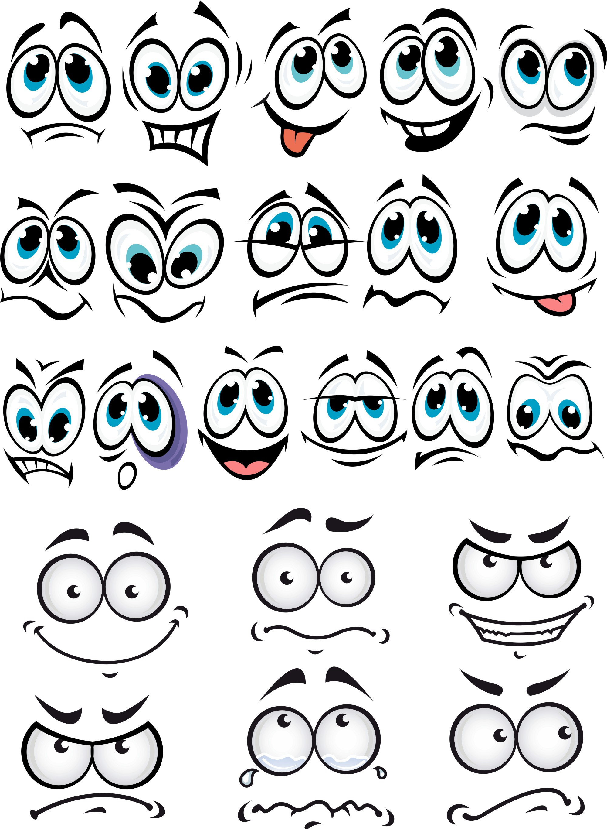 Cartoon Comic Faces SVG Clipart Single Pages Printable Digital ...