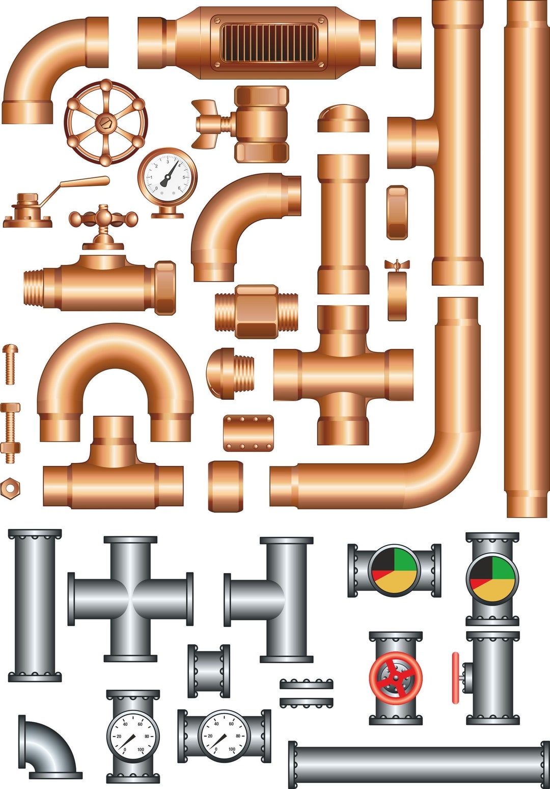 Water Pipe Plumbing SVG Clipart Single Pages Printable Digital ...