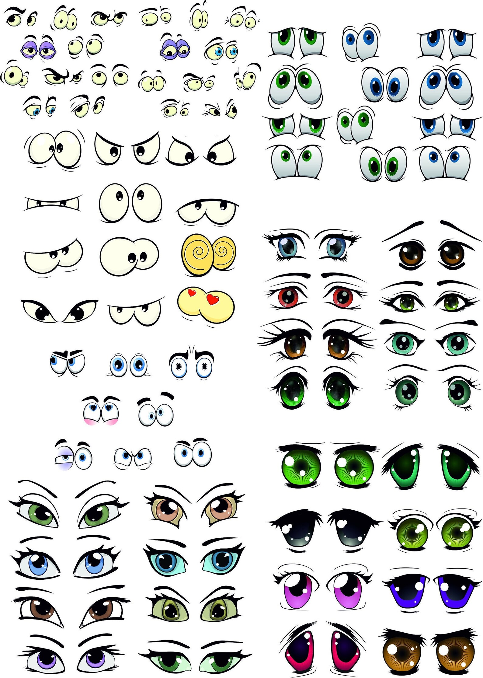 Cartoon Eyes SVG Clipart Single Pages Printable Digital Sublimation ...