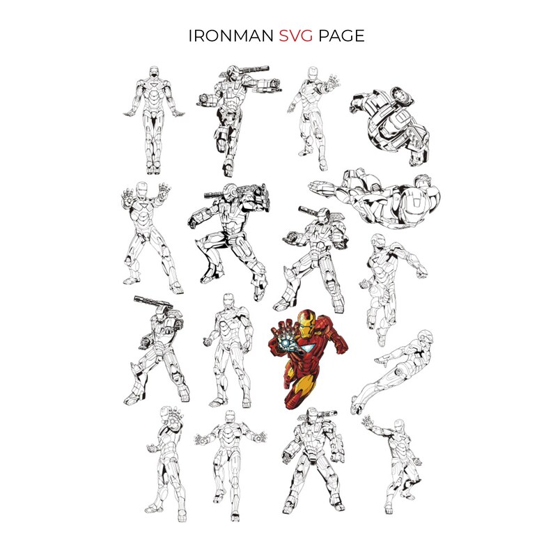 Iron Man SVG Clipart Sheet Bundle Printable Digital - Etsy Australia