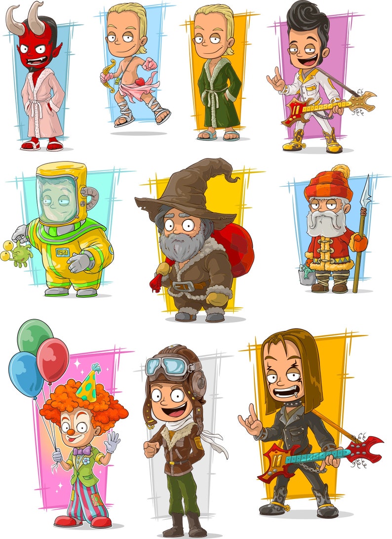 Cartoon Characters SVG Clipart Sheet Bundle Printable Digital - Etsy