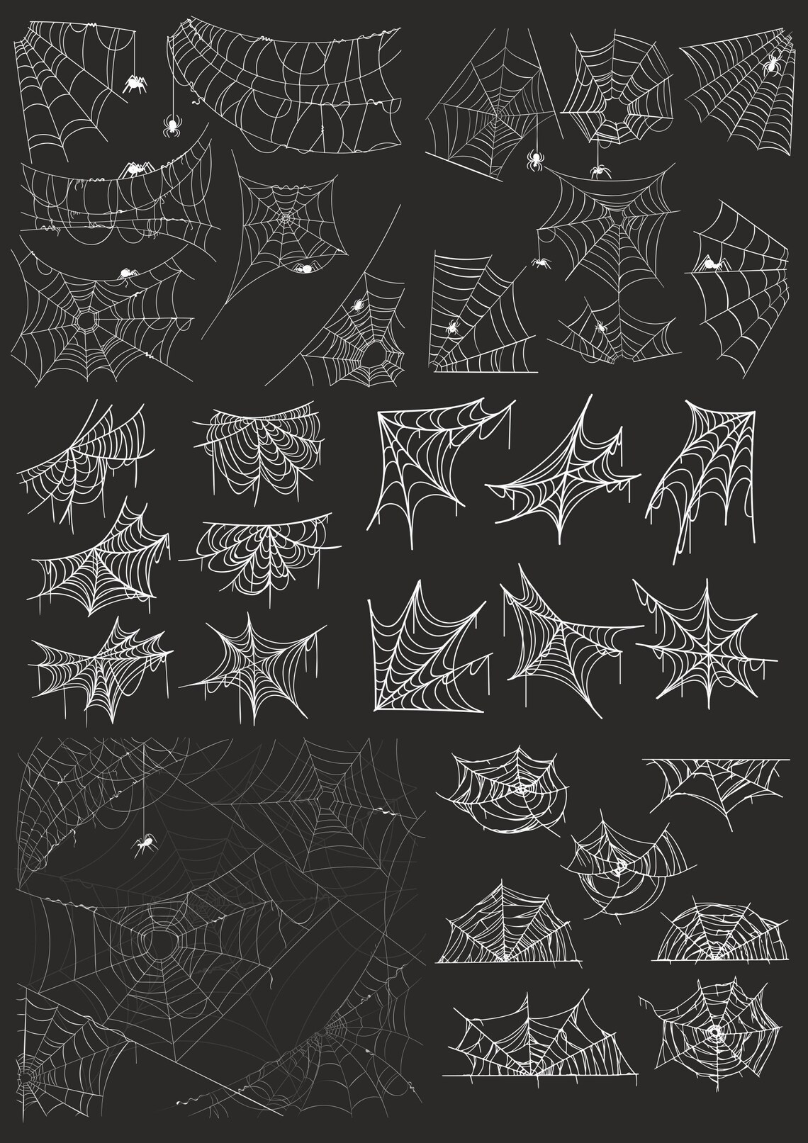 Spider Web Cobweb SVG PNG Individual Clipart Single Pages Printable ...