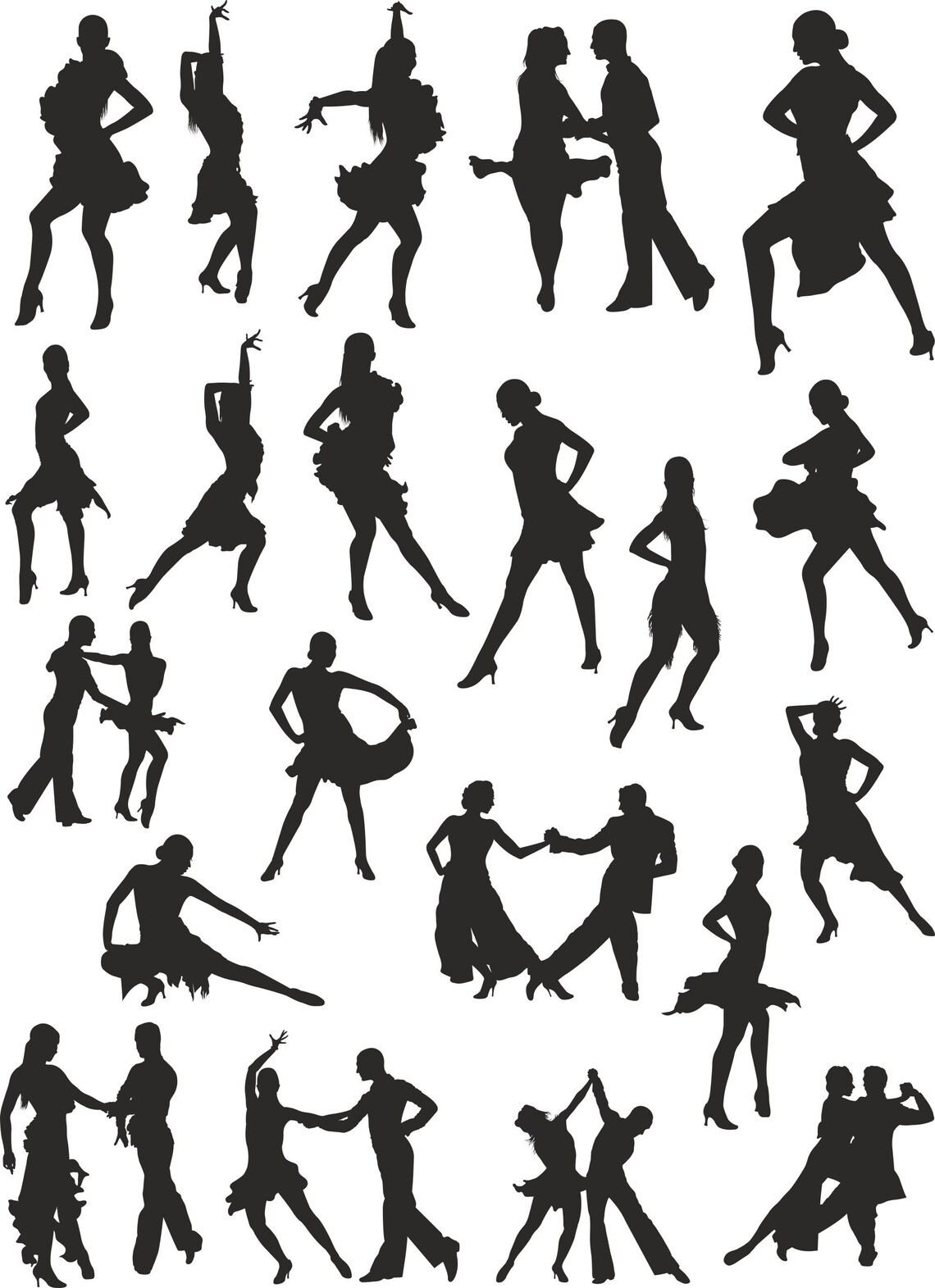 Latin Dance Silhouette SVG Clipart Single Pages Printable Digital ...