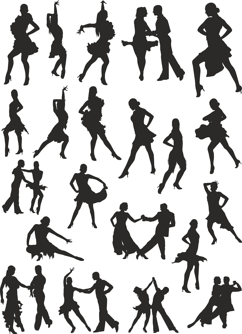 Latin Dance Silhouette SVG Clipart Single Pages Printable Digital ...