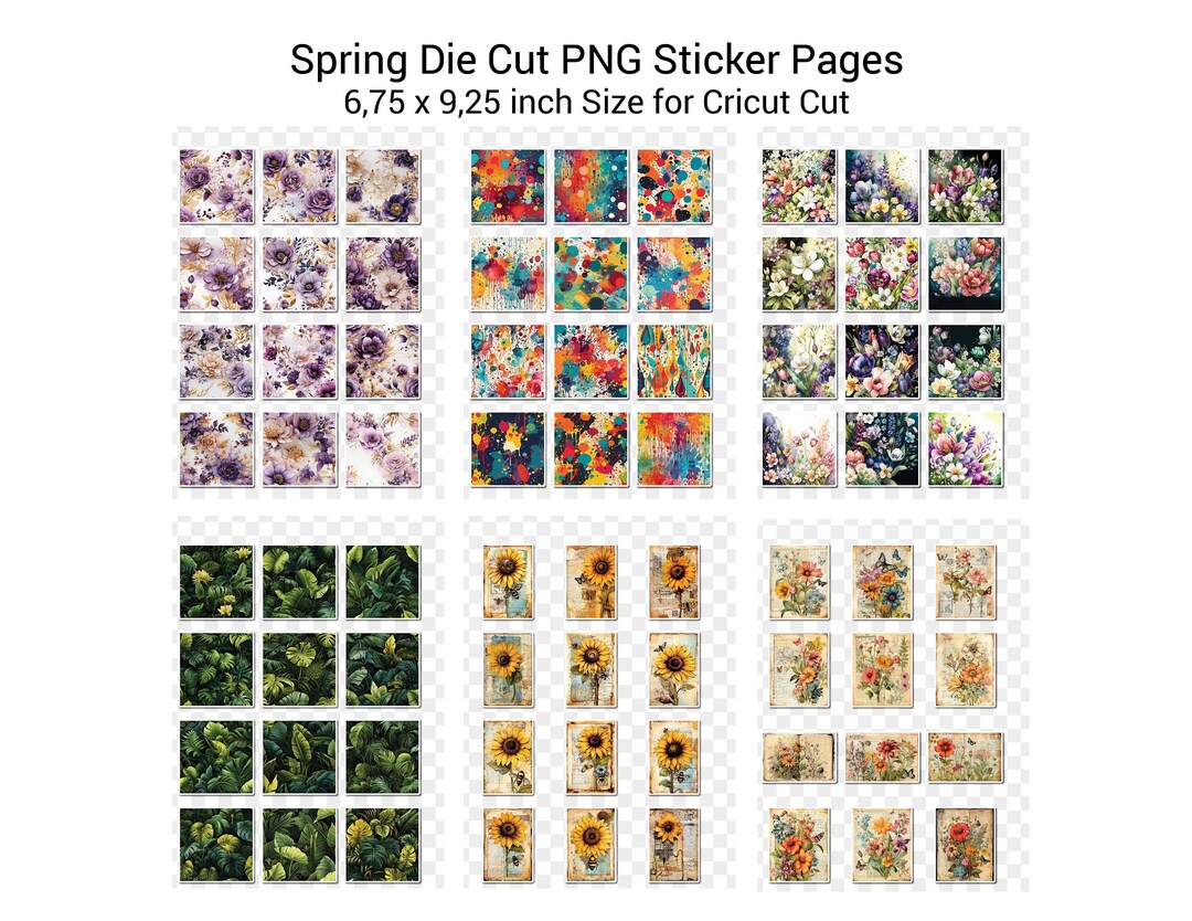 Spring Theme Sticker 12 Pages Sheet Pack for Planner Offset Diecut ...