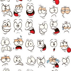 Cartoon Comic Faces SVG Clipart Single Pages Printable Digital ...