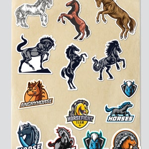 12 Page Horse Sticker PNG Sheet Printable Kids Room Wall Decor - Etsy