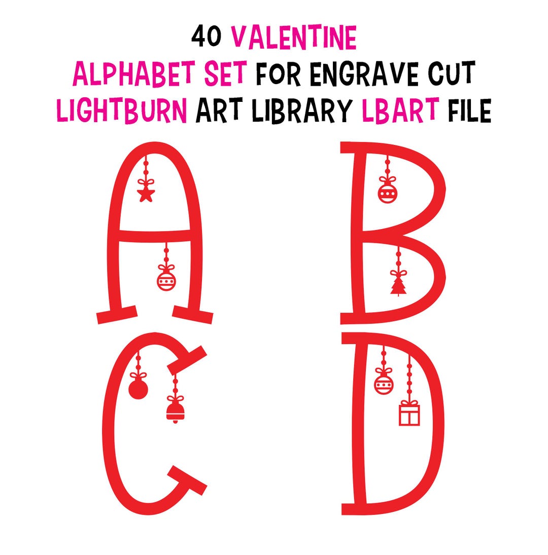 Valentine Heart Lightburn Art Library LBART Files | 40 Alphabet Font ...
