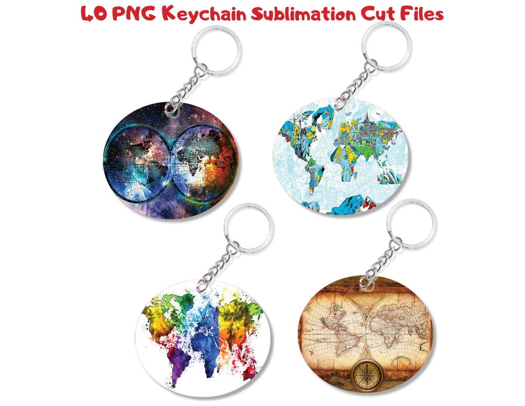 40 Png World Map Keychain Sublimation and Wood Acrylic Leather Laser ...