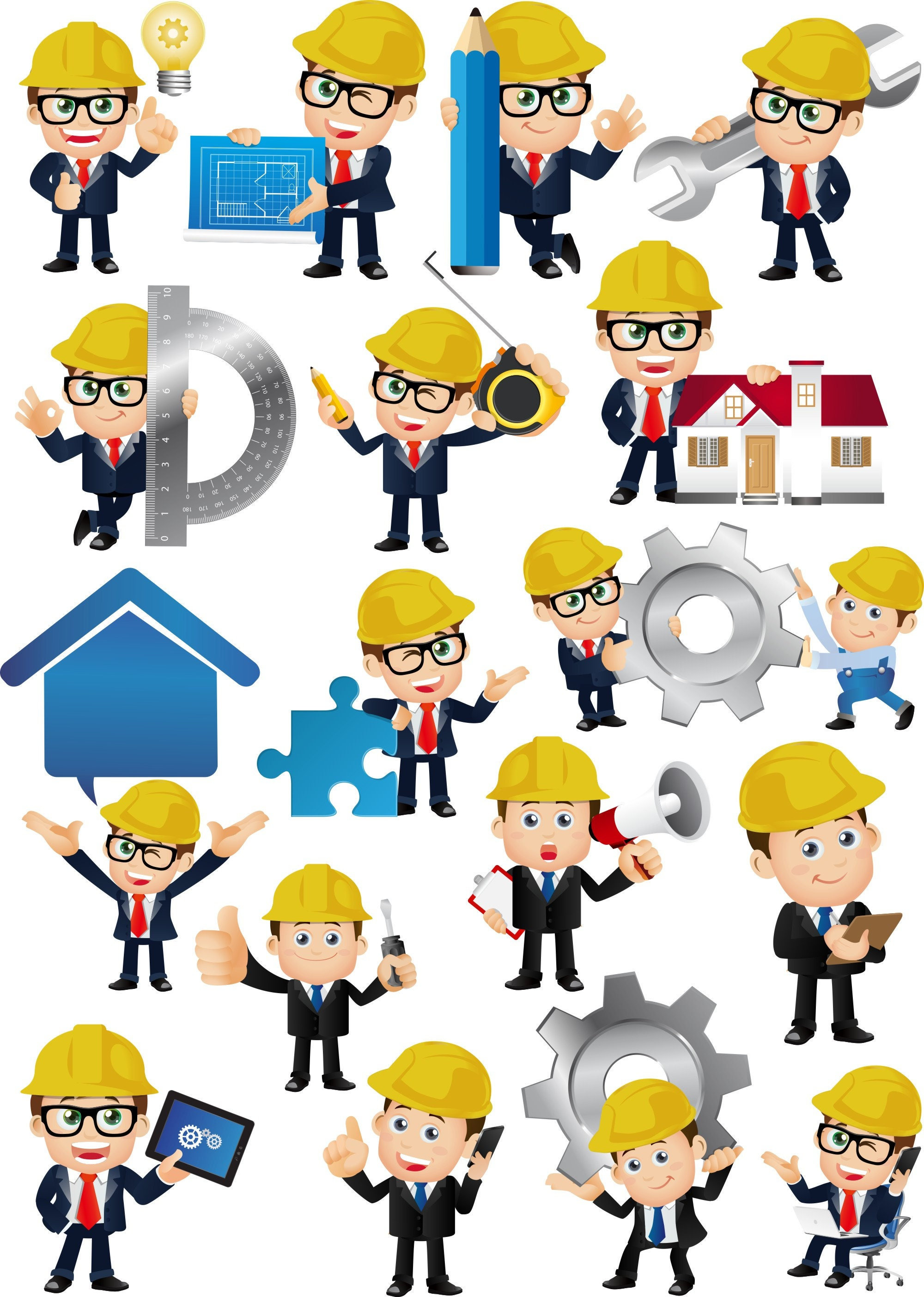 Cartoon Engineers SVG Clipart Sheet Bundle Printable Digital - Etsy