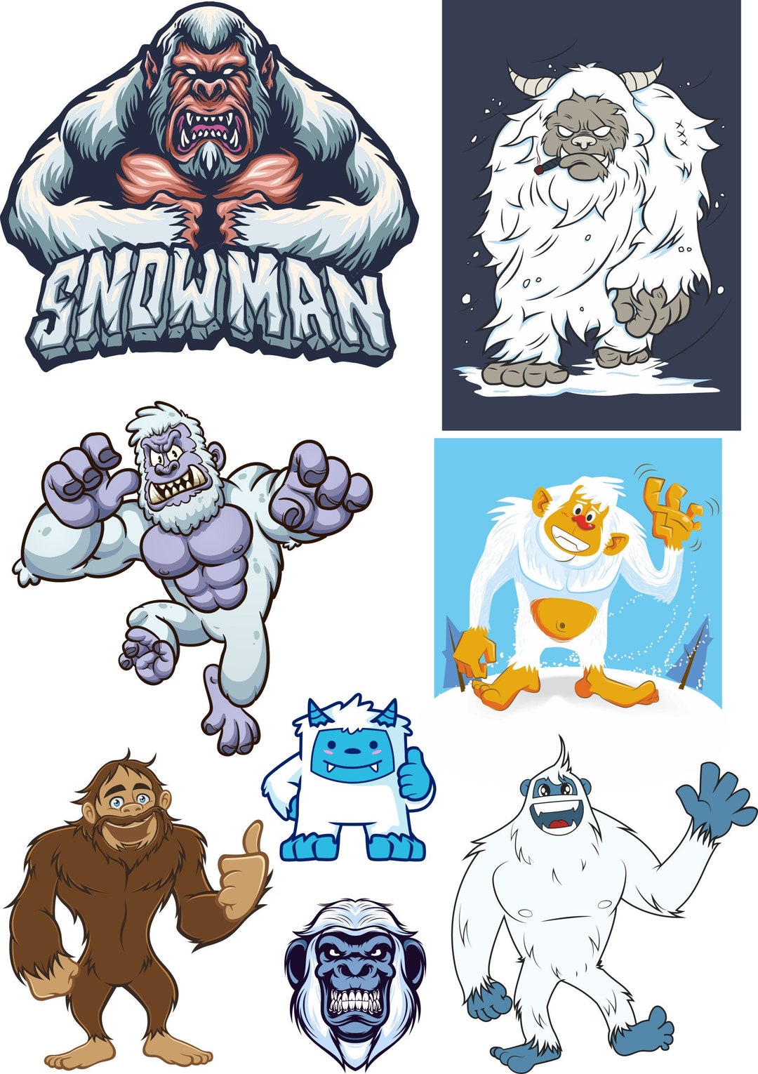 Yeti SVG Clipart Single Pages Printable Digital Sublimation - Etsy