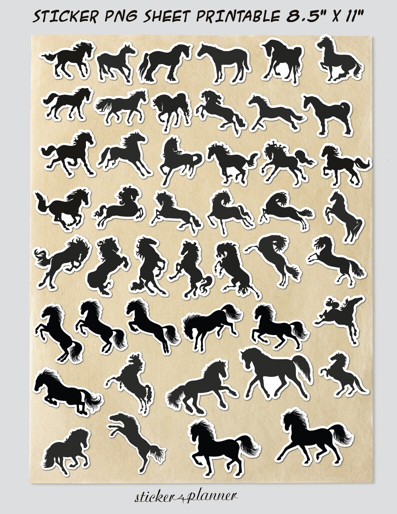 12 Page Horse Sticker PNG Sheet Printable Kids Room Wall Decor - Etsy