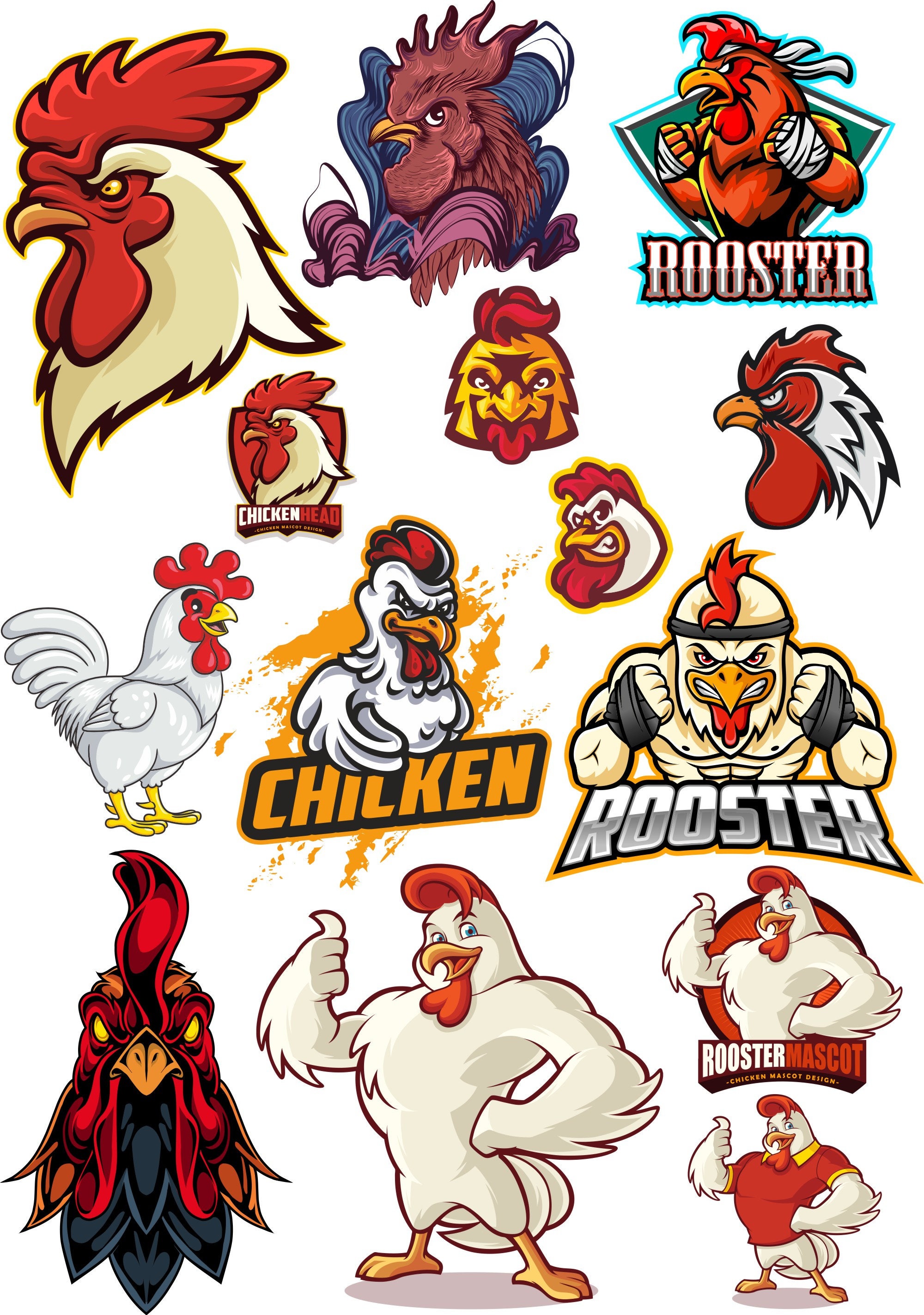 Rooster SVG Clipart Single Pages Printable Digital Sublimation Sticker ...