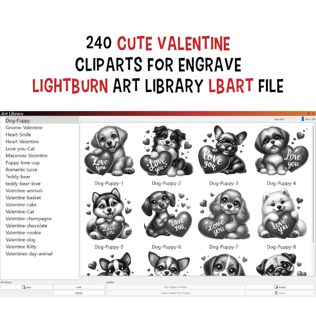 Lightburn Art Library LBART Files | 240 Cute Valentines Png for Laser ...