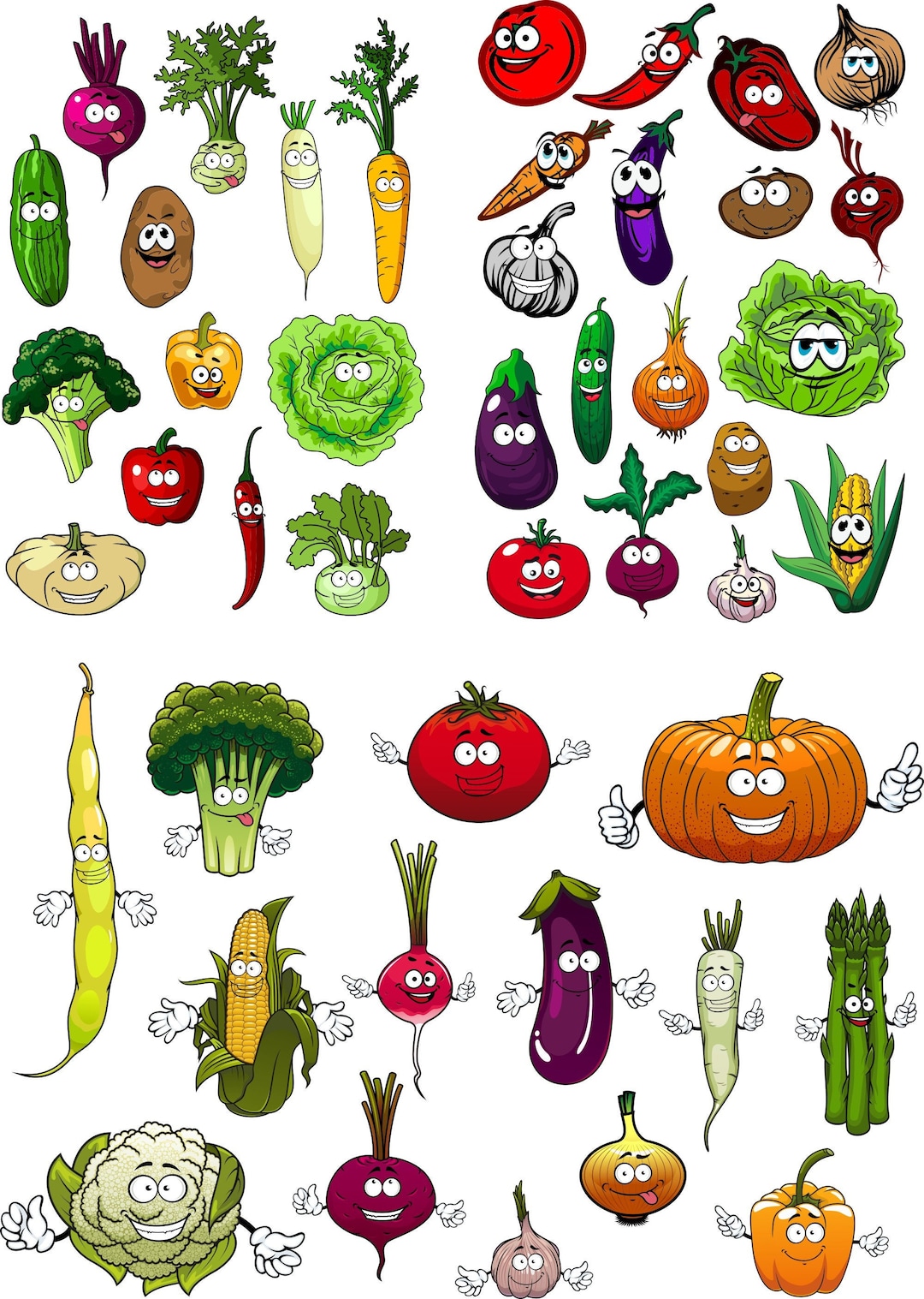 Vegetables SVG Clipart Single Pages Printable Digital Sublimation ...