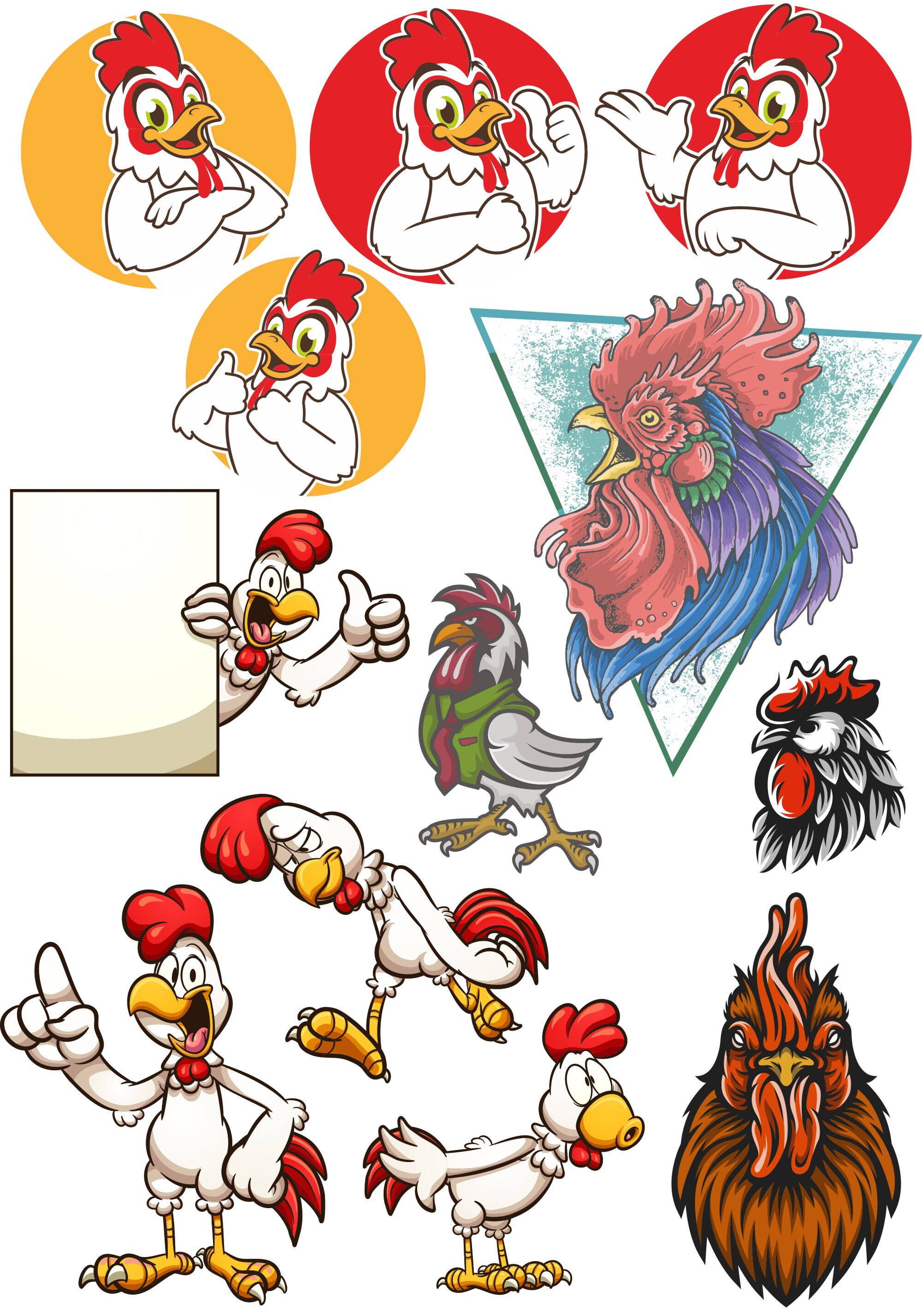 Rooster SVG Clipart Single Pages Printable Digital Sublimation Sticker ...