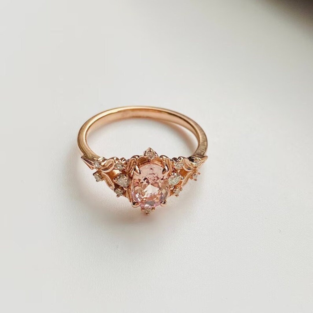 Greta Pink Sapphire Ring. LOTR Fantasy Ring. Whimsical Gold Engagement ...