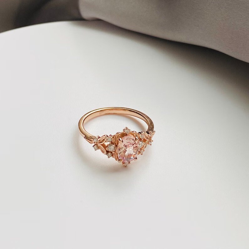 Greta Pink Sapphire Ring. LOTR Fantasy Ring. Whimsical Gold Engagement ...