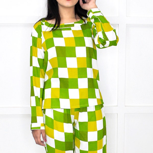 Checkered Print Pajamas - Etsy