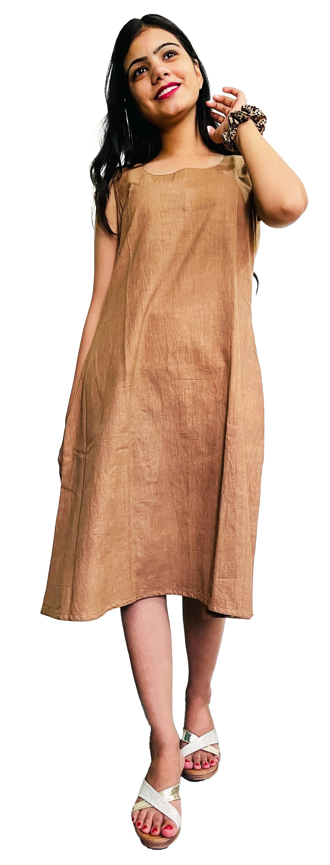 Pure Handloom Khadi Dress, Summer Dress Pure Cotton Blue- Brown Summer ...