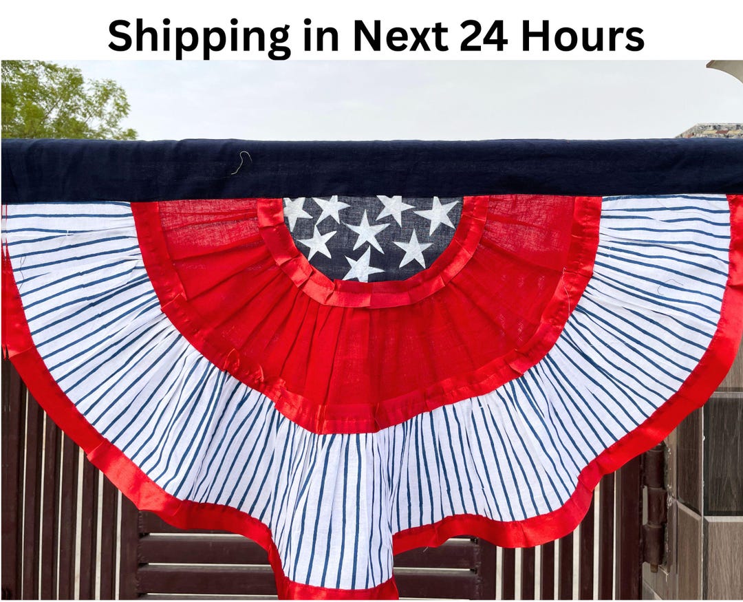 Patriotic Bunting Banner, American Flag Stars & Stripes- 30”x 15 ...