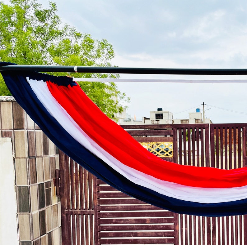 Patriotic Bunting Banner, American Flag Swag Drape, Red Blue White ...