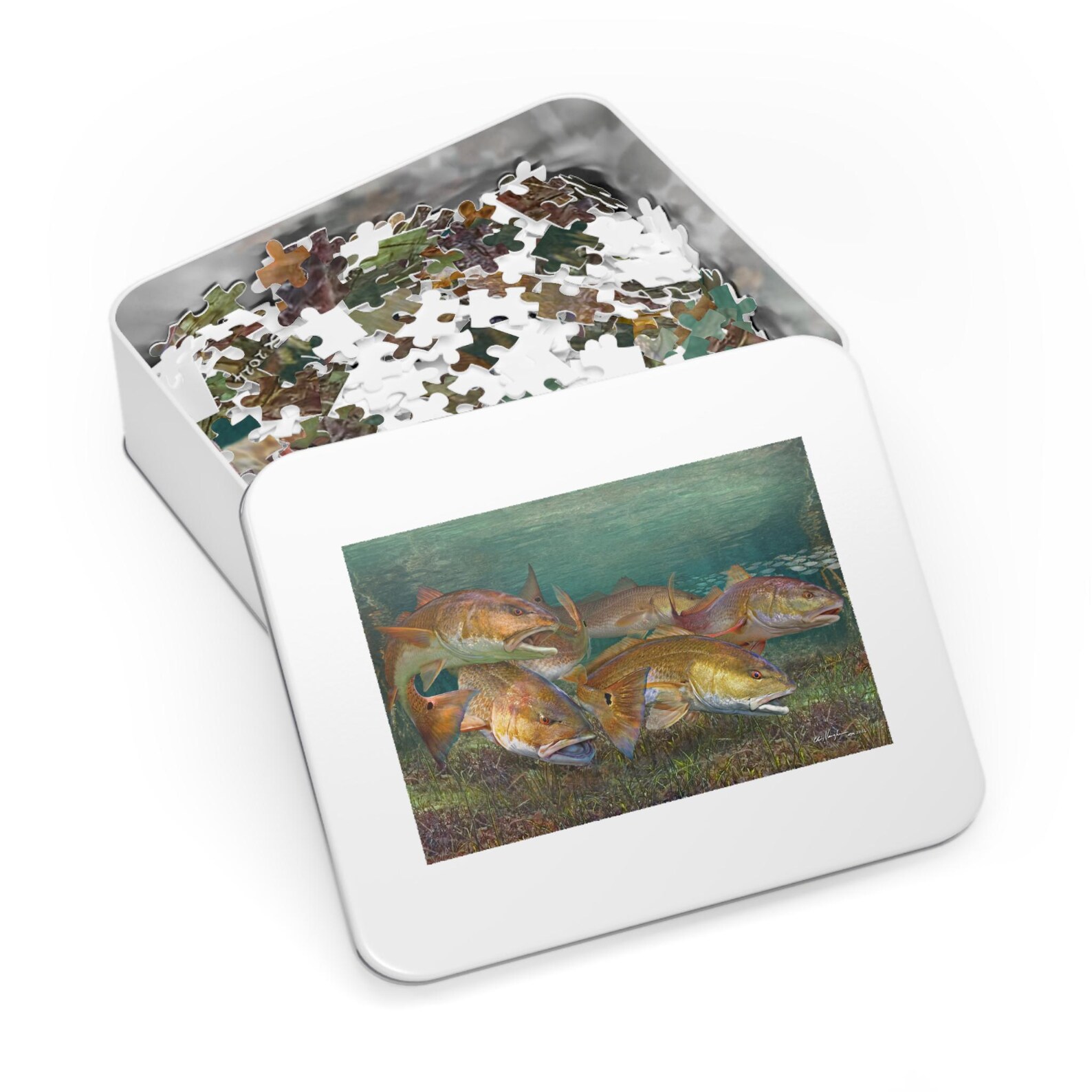 Redfish School Jigsaw Puzzle With Keepsake Tin Box - Etsy