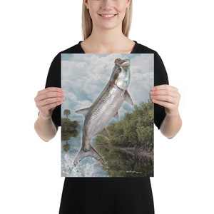Tarpon Painting Tarpon Art Jumping Tarpon Florida Art Coastal Art Tarpon Print Fish Art Poster ...