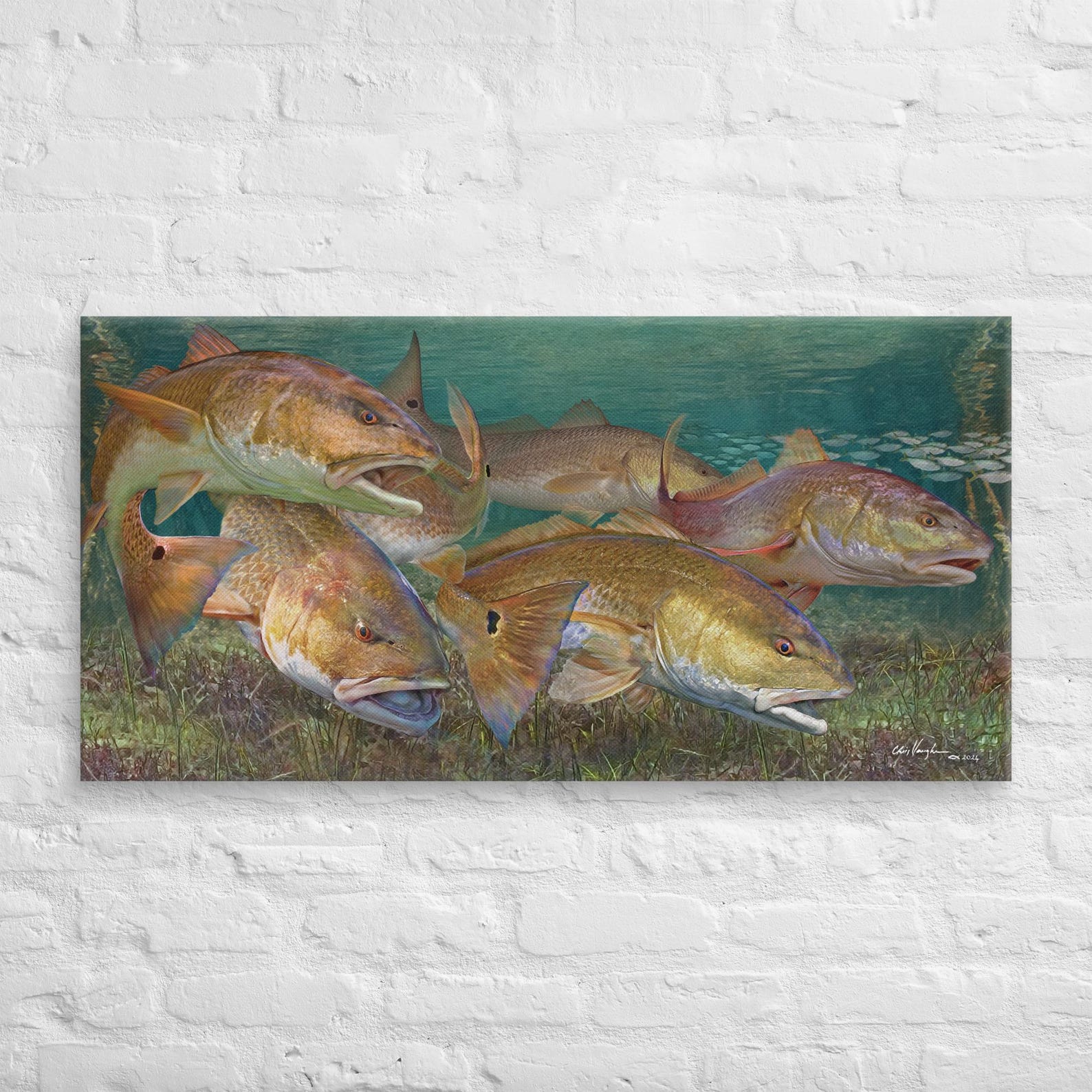 Redfish Painting, Redfish Canvas Print, 40" X 20" Gallery Wrapped ...