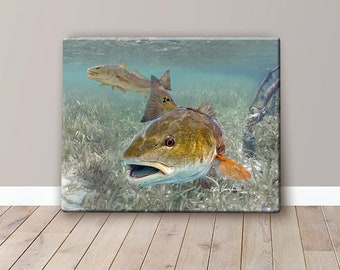 Redfish Painting, Redfish Canvas Print, 40" X 20" Gallery Wrapped ...