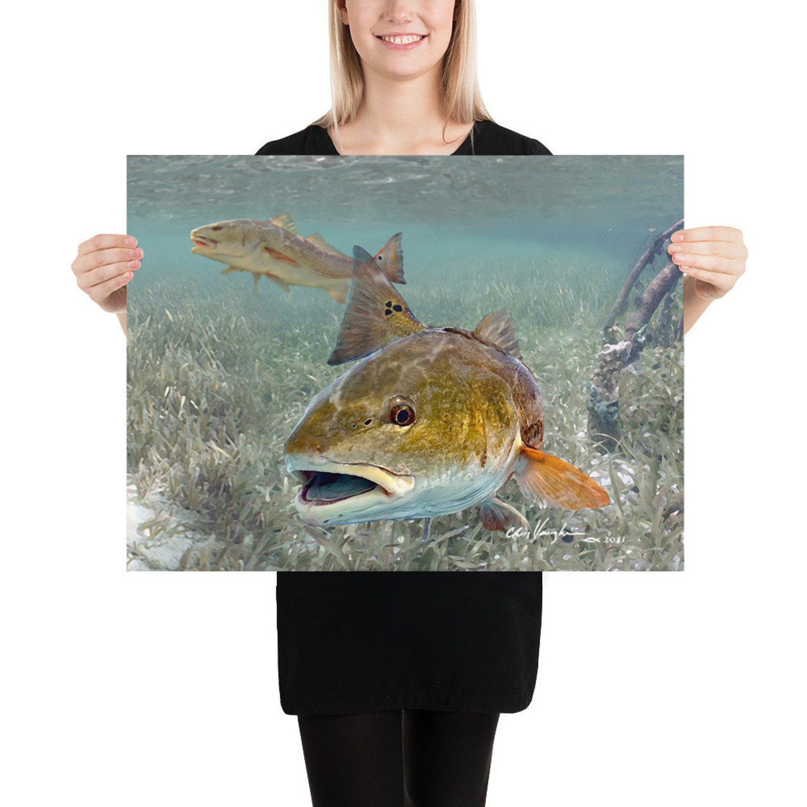 Redfish Painting, Redfish Giclee Paper Print, Fish Art, Florida Fishing ...