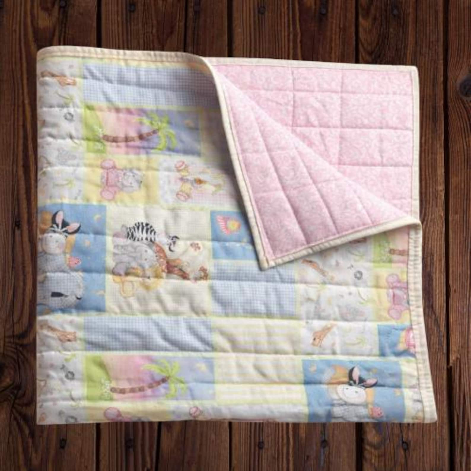 Personalized Quilted Baby Blanket, Double-sided Animal Print, Soft ...