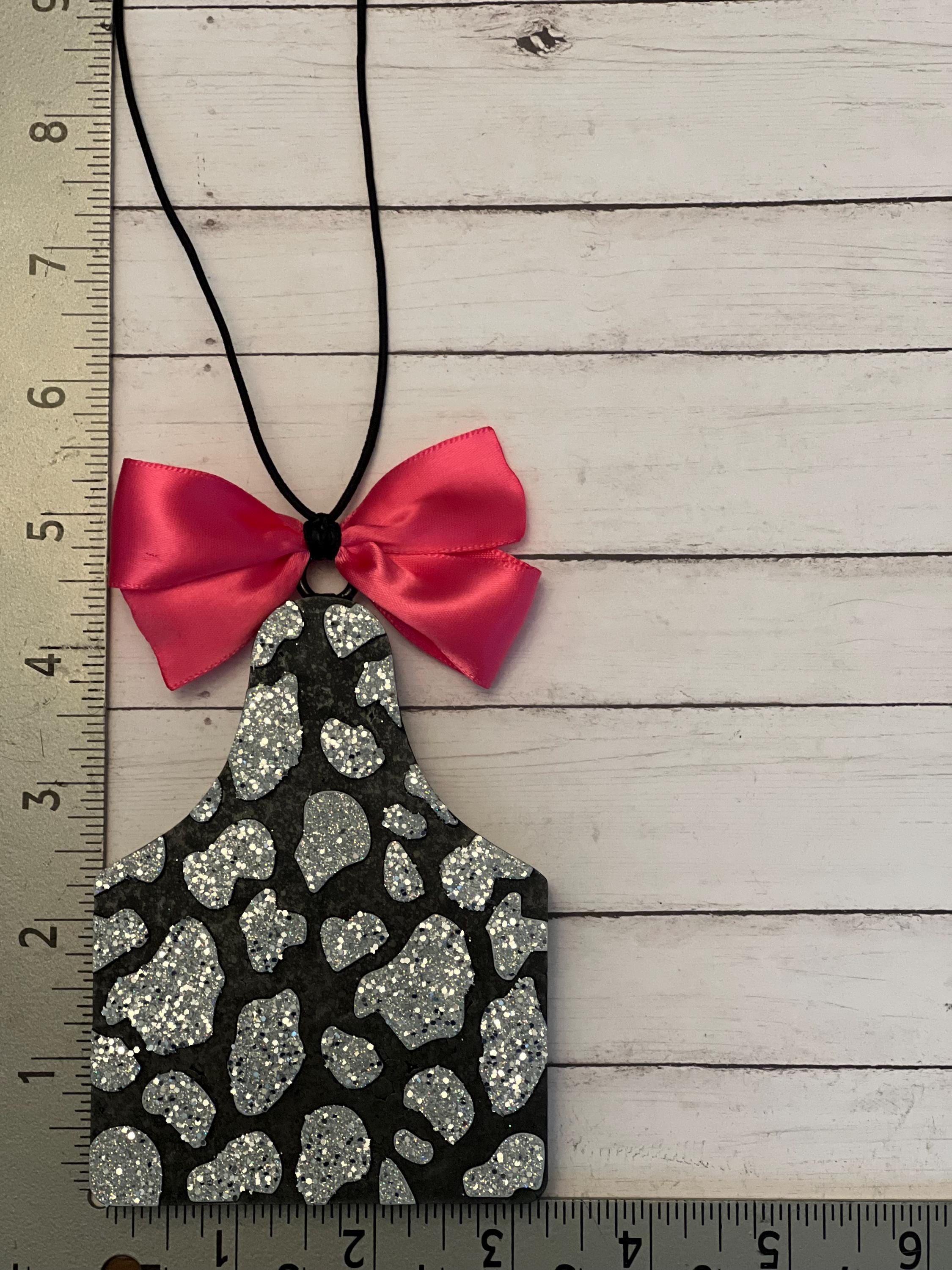 Cow Print Cow Tag Freshie With Glitter and Bow - Etsy