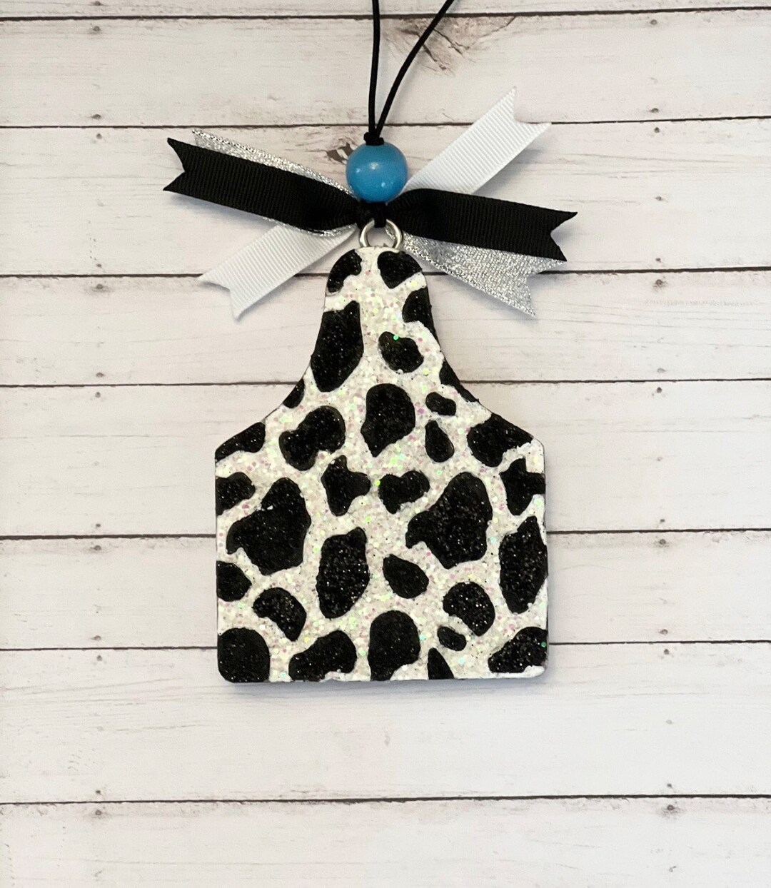 Cow Print Cow Tag Freshie With Glitter, Bow and Bead. - Etsy