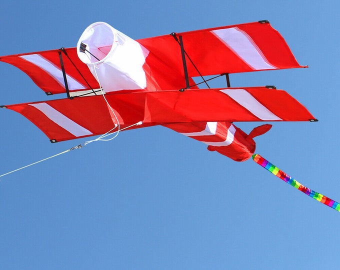 Red Baron 3D Single Line Red White Kite Outdoor Fun Sports Beach W/25 ...