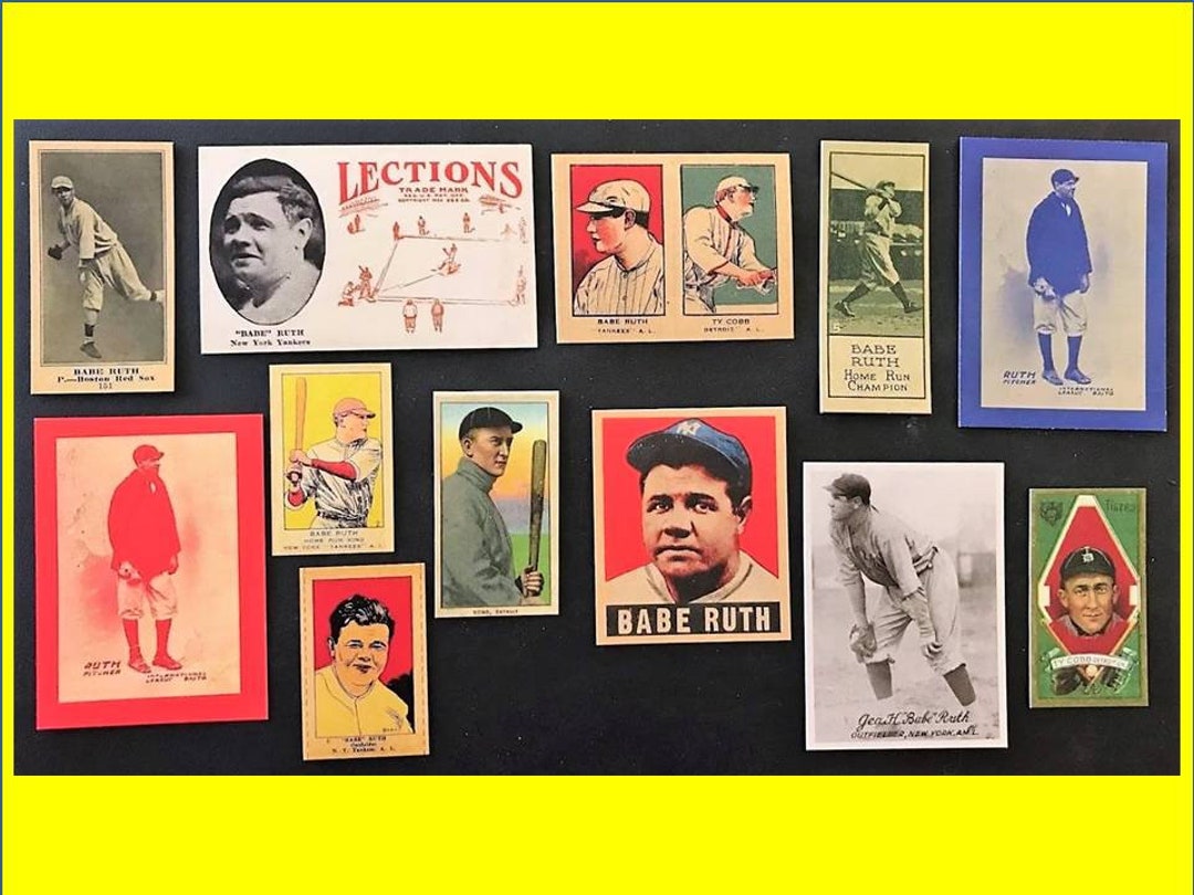 Babe Ruth Rookie & Ty Cobb RARELY SEEN Vintage Baseball Cards 12 Card ...